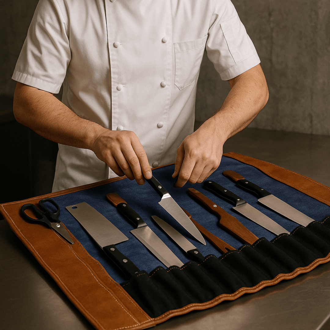 Leather Knife Rolls & Bags – Premium Full-Grain Storage for Chefs ...