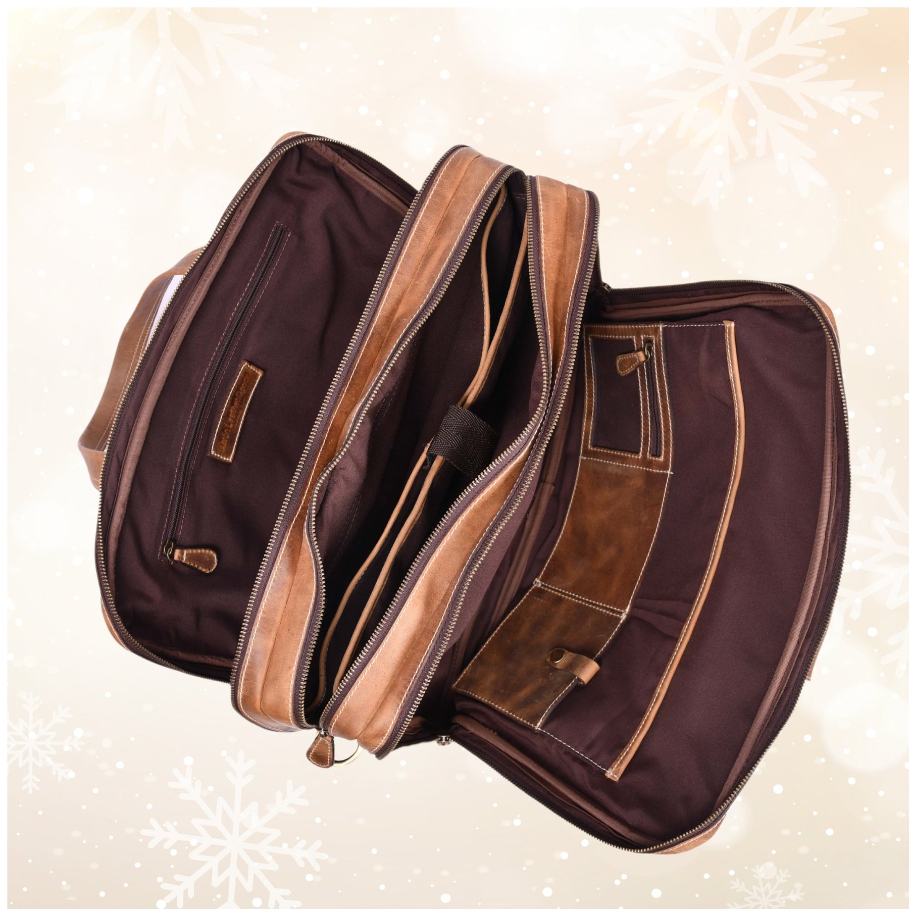 Aaron Leather Goods - Premium Tan Leather Office Bag - Aaron Leather Goods