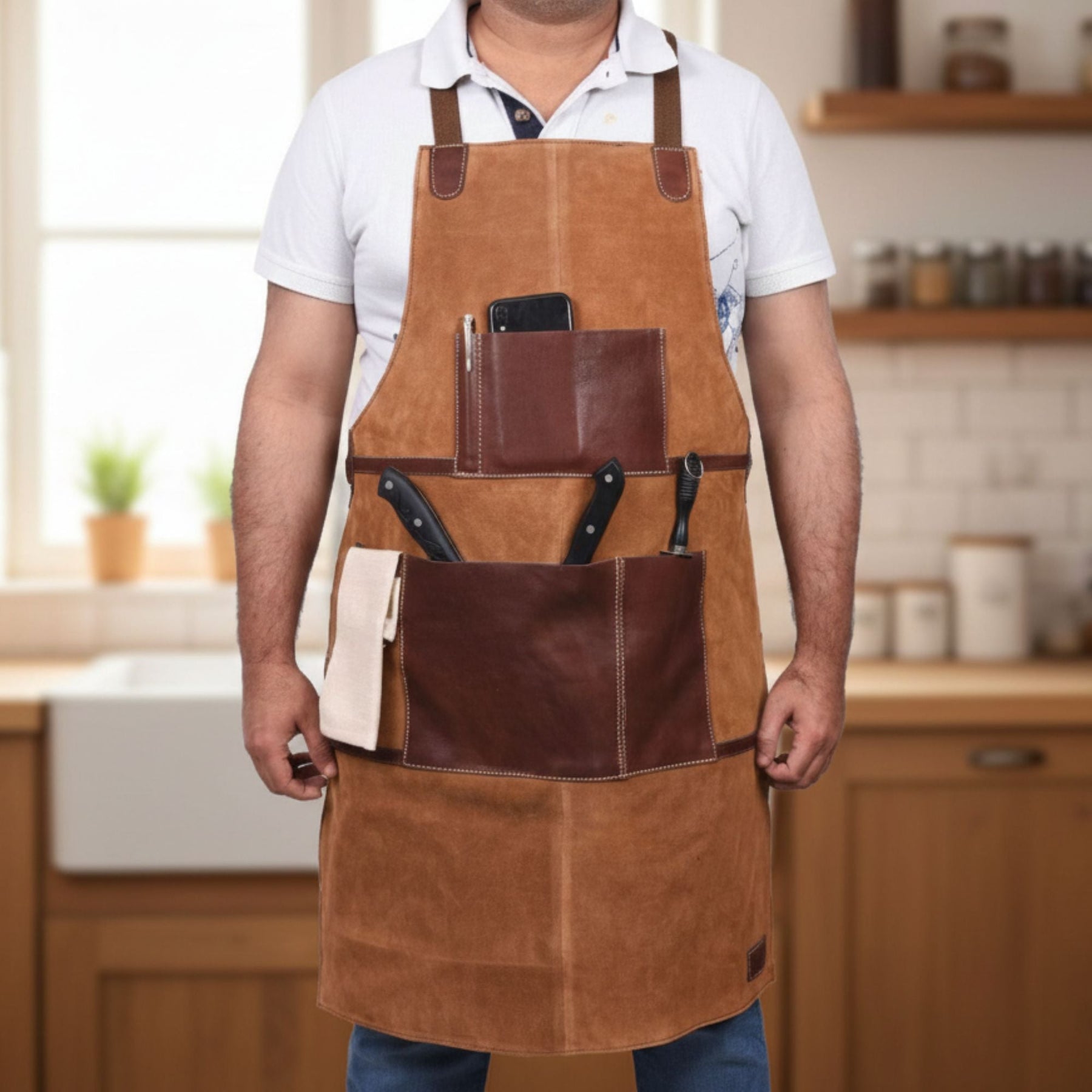 Florence Suede Apron - Chestnut - Aaron Leather Goods – Aaron Leather Goods